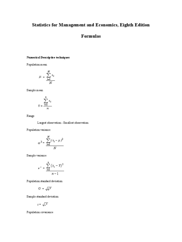 Statistics For Management and Economics | PDF | Variance | Errors And Residuals