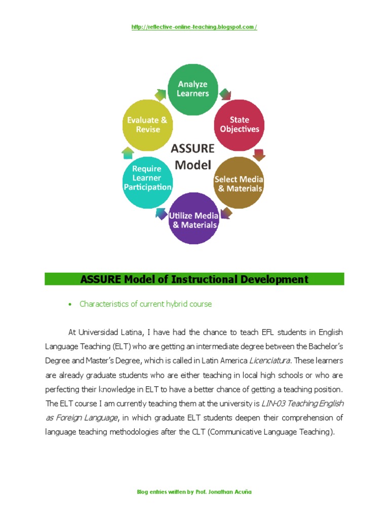 ASSURE Model of Instructional Development.pdf | Project Based Learning ...