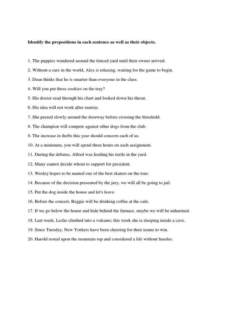 Identifying Prepositions and Objects | PDF