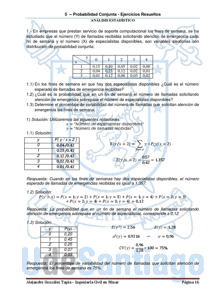 5.1 Probabilidad Conjunta - Ejercicios Resueltos (1) | Probabilidad ...