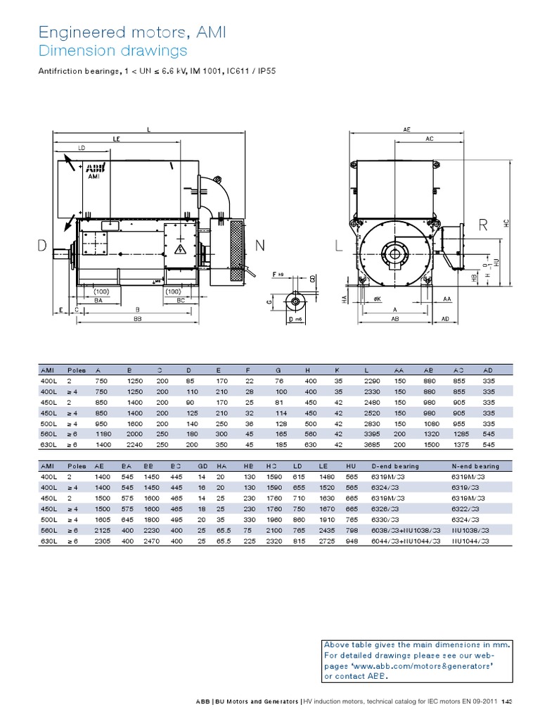 Engineered Motors, AMI: Dimension Drawings | PDF