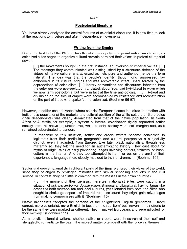 Postcolonial Literature | Postcolonialism | Colonialism