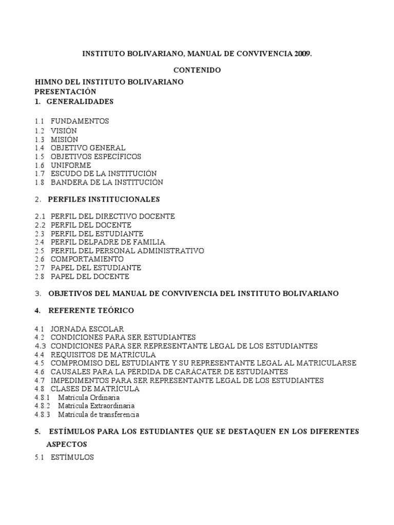 Manual de Convivencia Ibol 2009 | PDF | Tolerancia | Institución