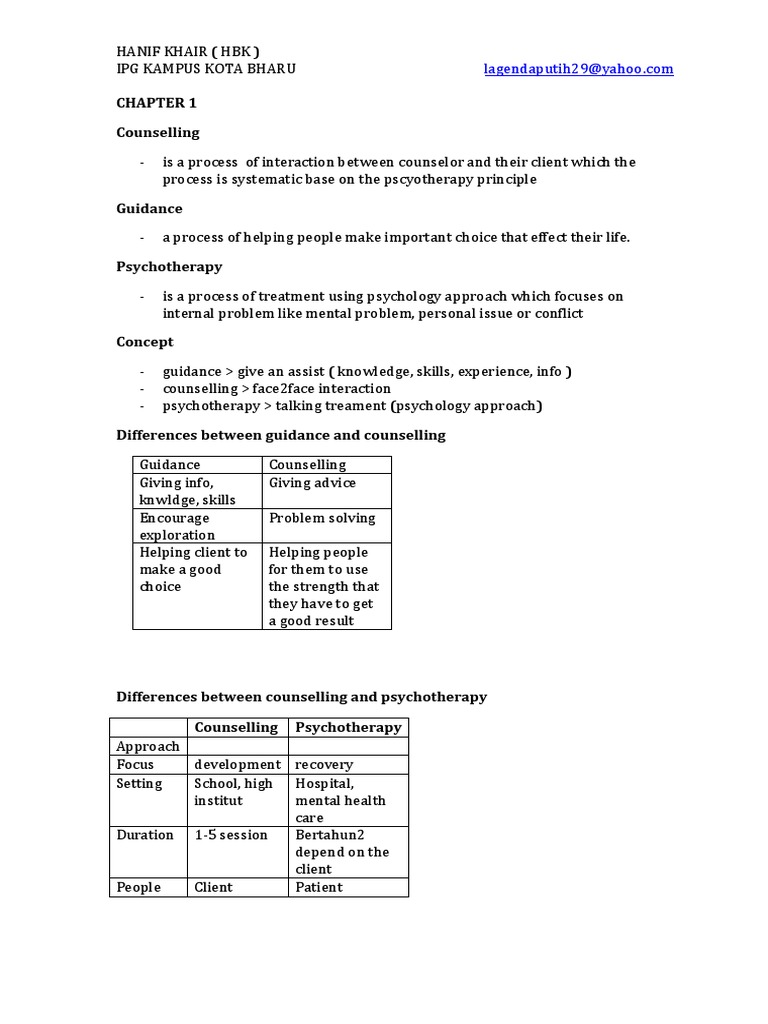 NOTE GUIDANCE AND COUNSELING | Psychotherapy | School Counselor