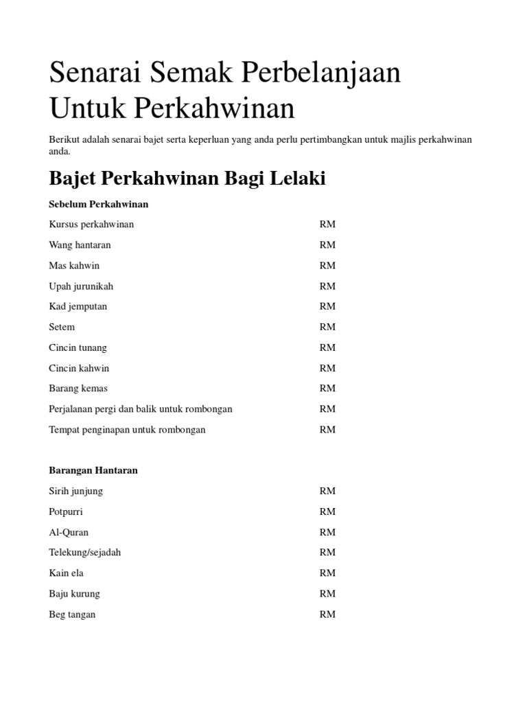 Senarai Bajet | PDF