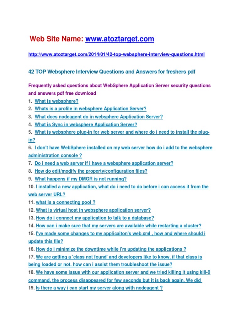 Websphere Interview Questions and Answers | PDF | Application Server ...