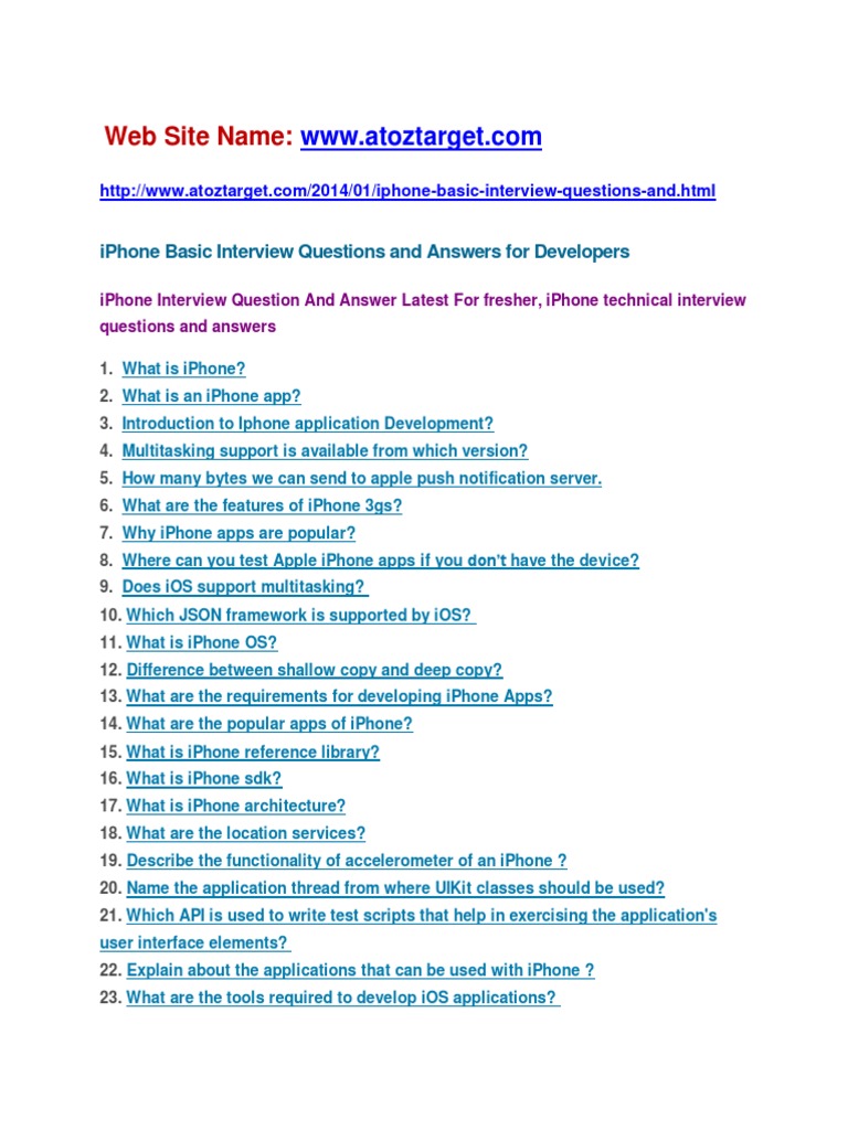iPhone Developer Interview Q&A Guide | PDF | Ios | I Phone
