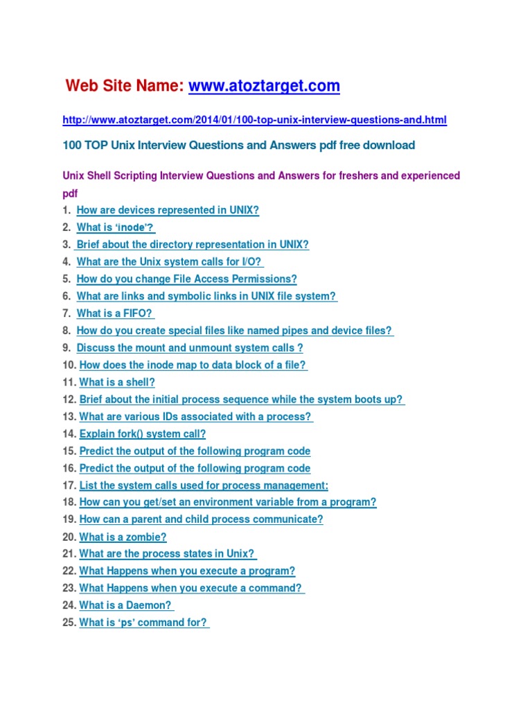 Unix Interview Questions and Answers | PDF | Computer Engineering | Data