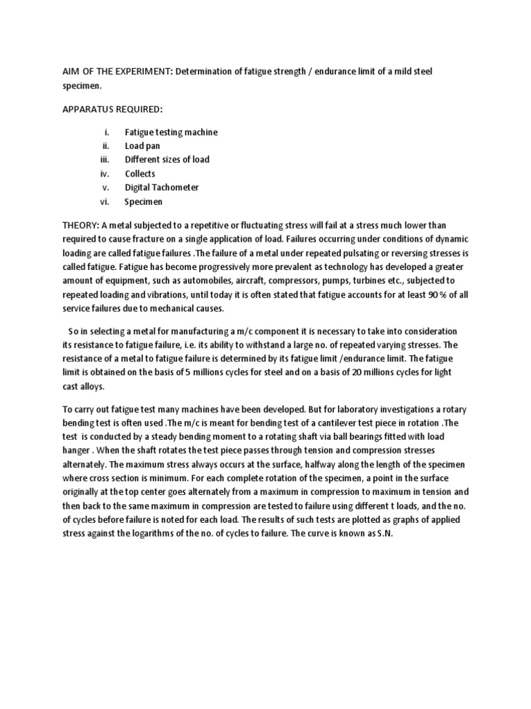 Fatigue Test | PDF | Fatigue (Material) | Structural Load
