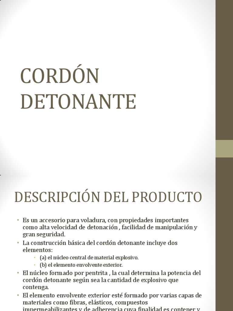 CORDÓN DETONANTE | PDF | Material explosivo | Pirotécnica