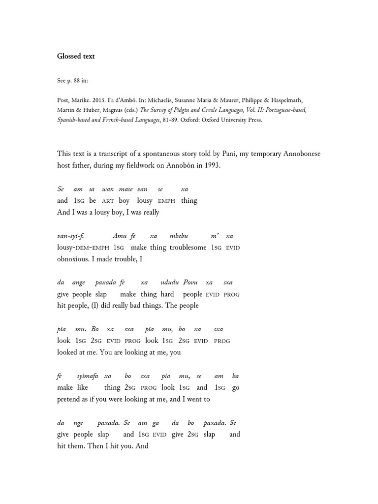 Annobonese Story of Mischief | PDF | Sociolinguistics | Linguistics