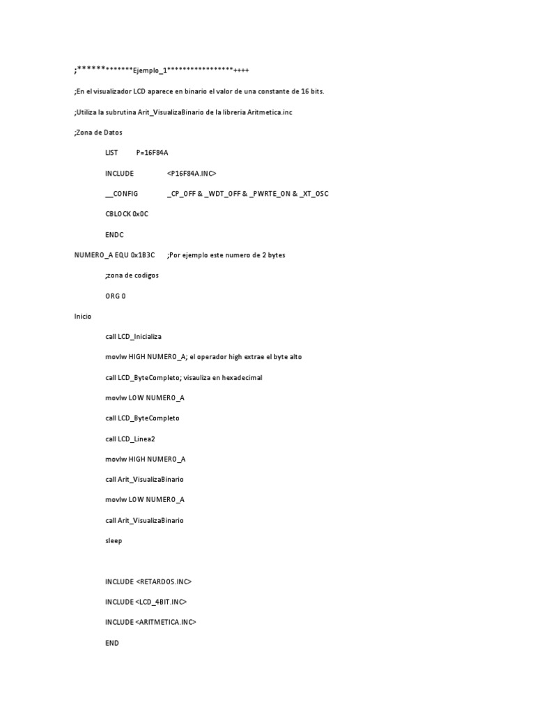 Ejemplos Micro | PDF | Poco | Byte