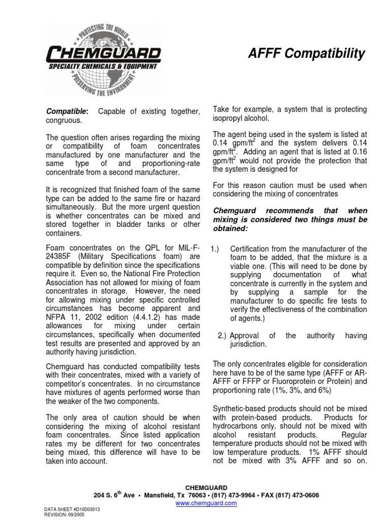 04 AFFF Concentrate Compatibility | PDF | Nature
