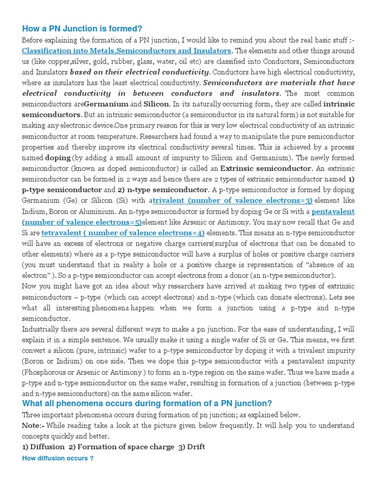 How A PN Junction Is Formed | PDF | Semiconductors | Doping (Semiconductor)