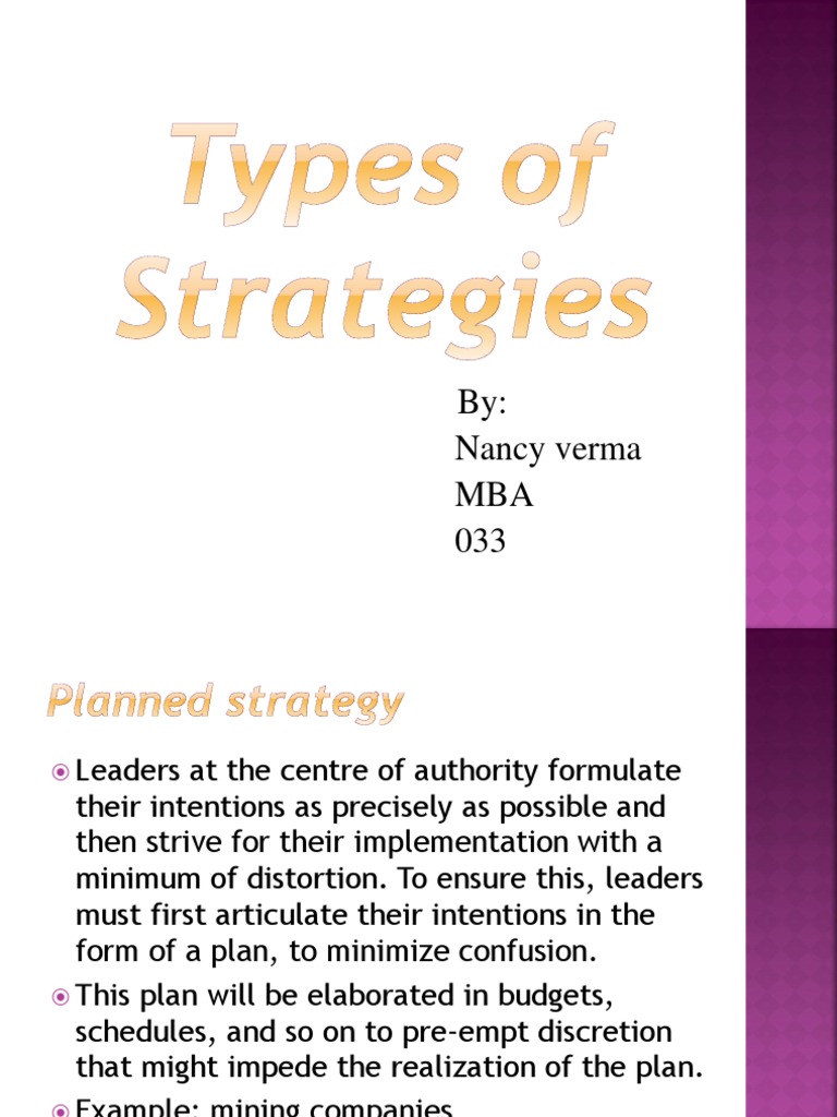 Types of Strategy | PDF | Strategic Management | Emergence