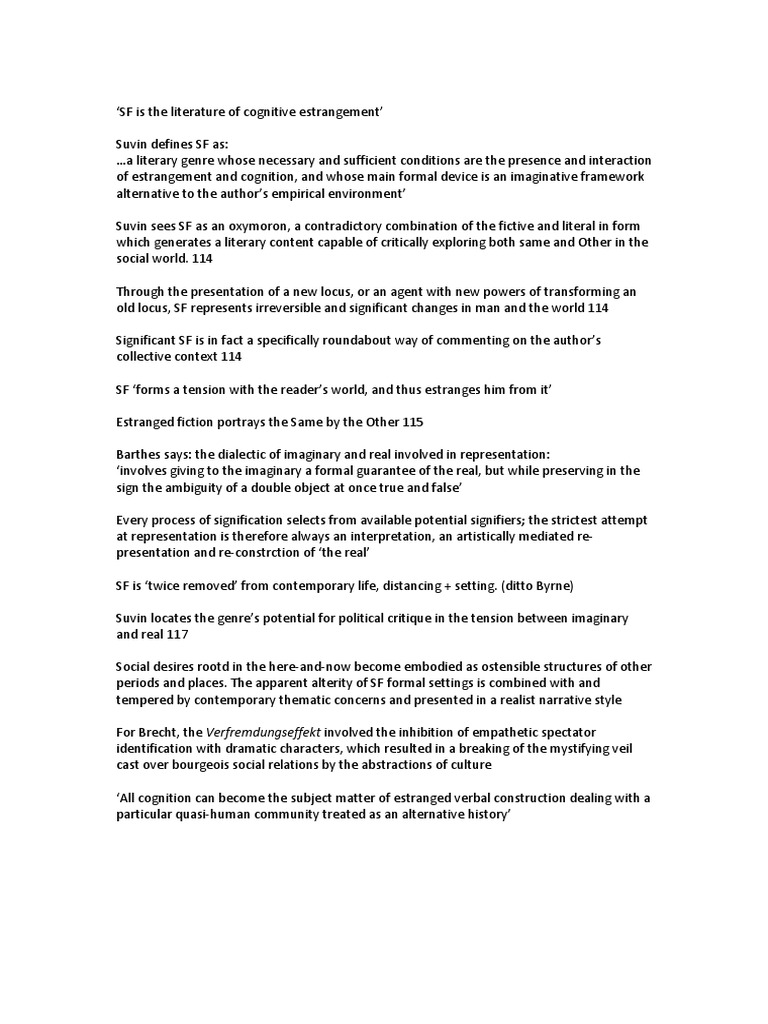 SF Is The Literature of Cognitive Estrangement' | PDF