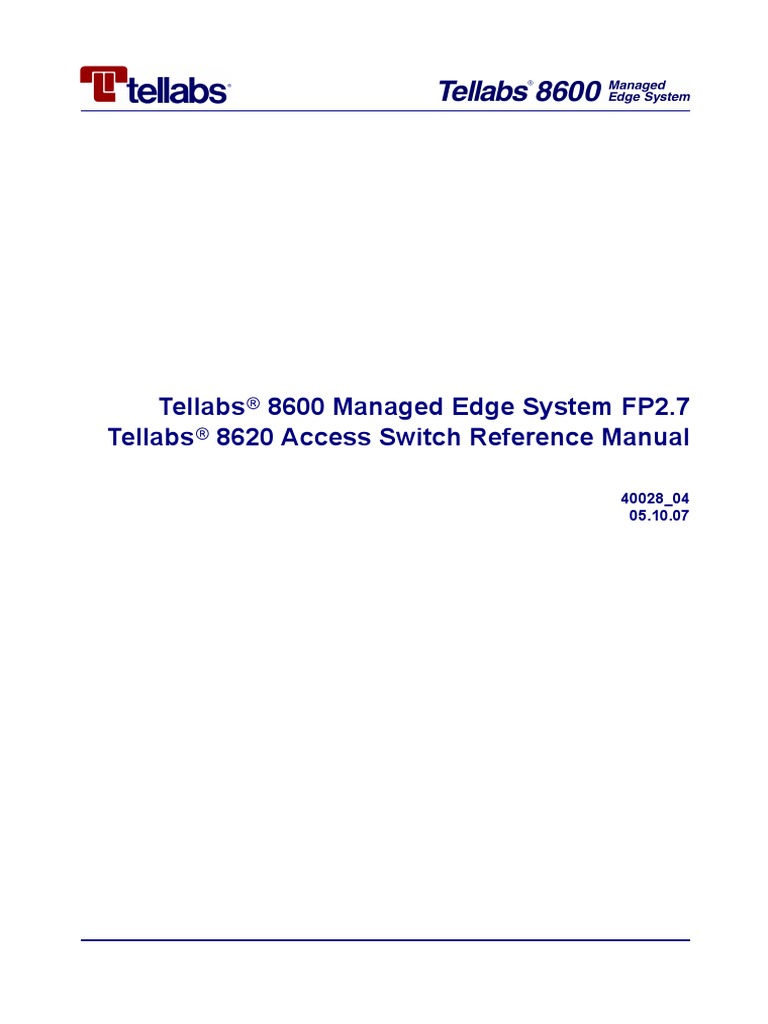 Tellabs 8620 Access Switch Reference Manual FP 2.7 | PDF ...