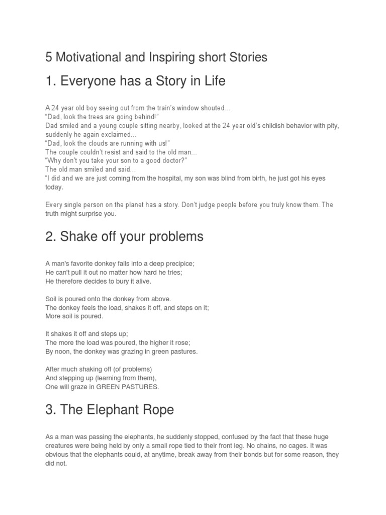 Inspiring Short Stories for Motivation | PDF