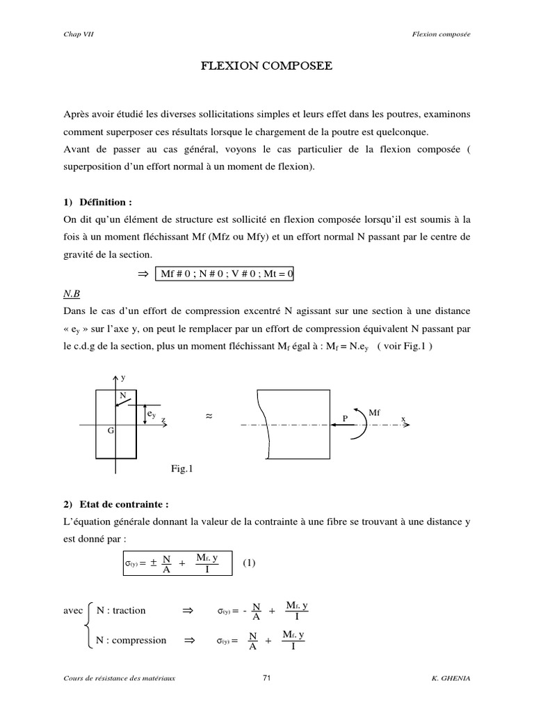 Chapitre7 Flexion Composee | PDF