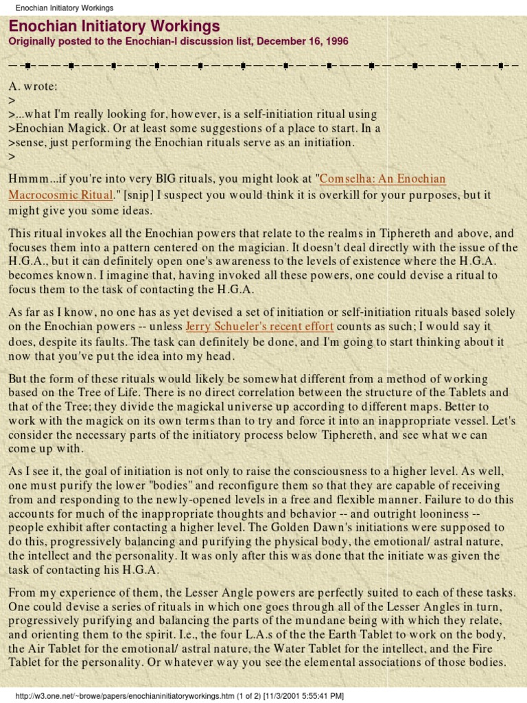 Enochian Initiatory Workings | PDF | Magic (Paranormal) | Witchcraft
