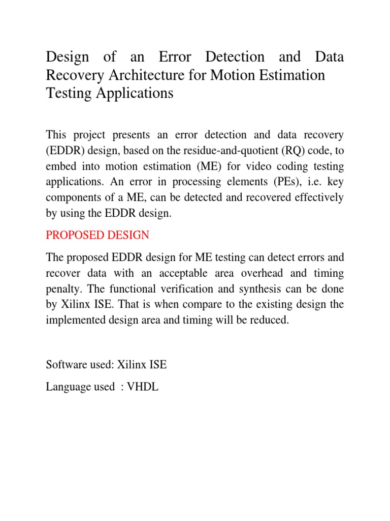 Error Detection And Data Recovery Abstract Pdf
