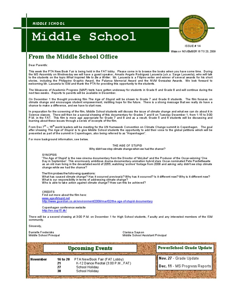 From The Middle School Office | PDF