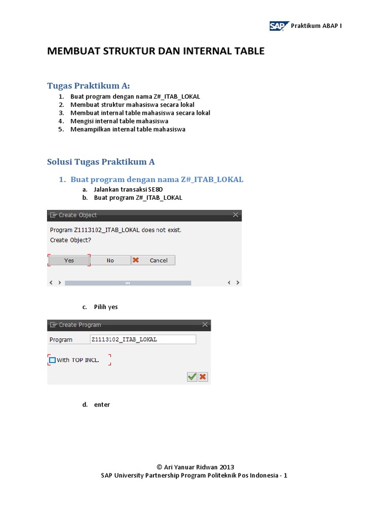 ABAP - Modul 3a - Creating Struktur and Internal Table Secara Lokal ...