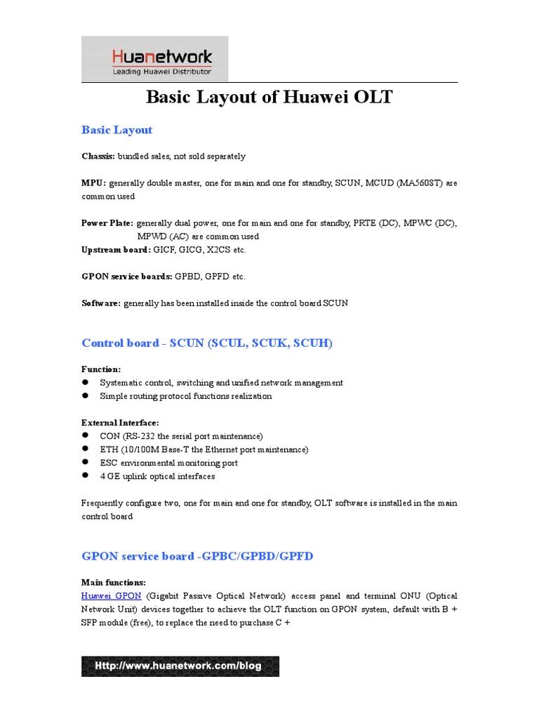 Basic Layout of Huawei OLT | PDF | Telecommunications | Computer Networking