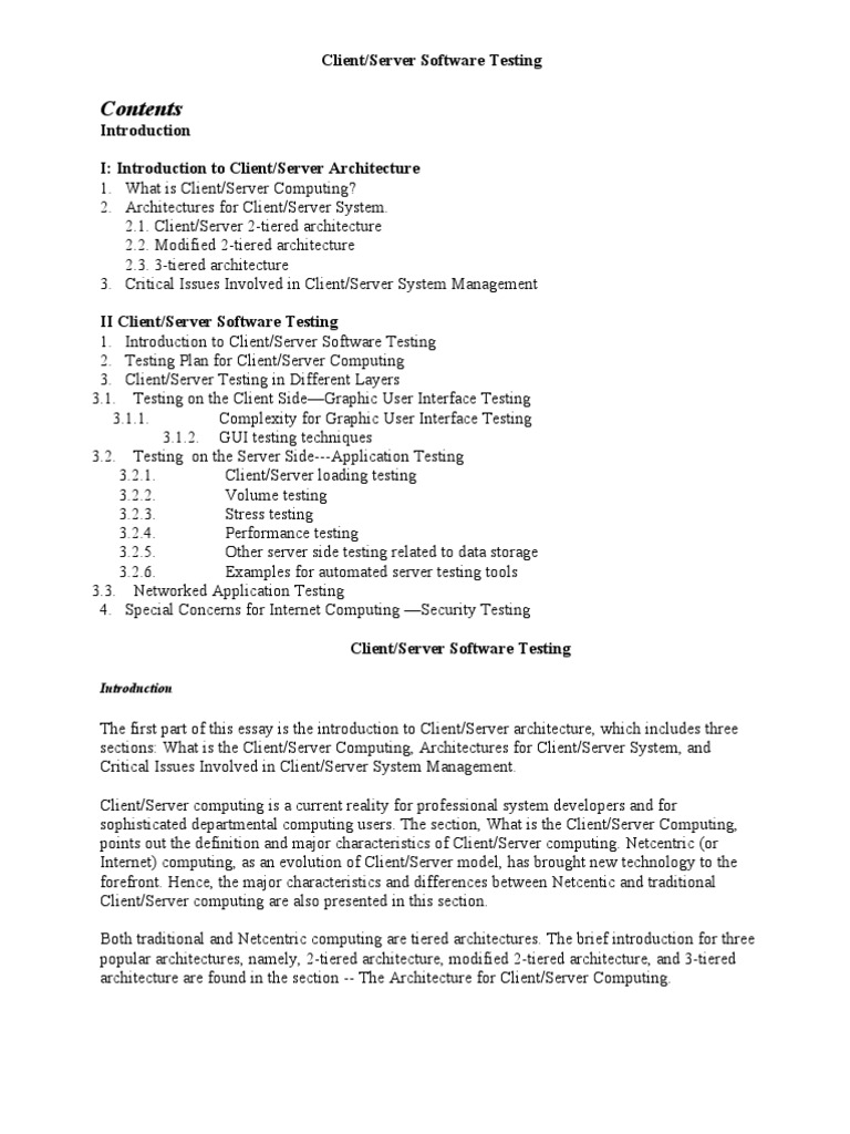Client Server Software Testing | PDF | Client–Server Model | Computer ...