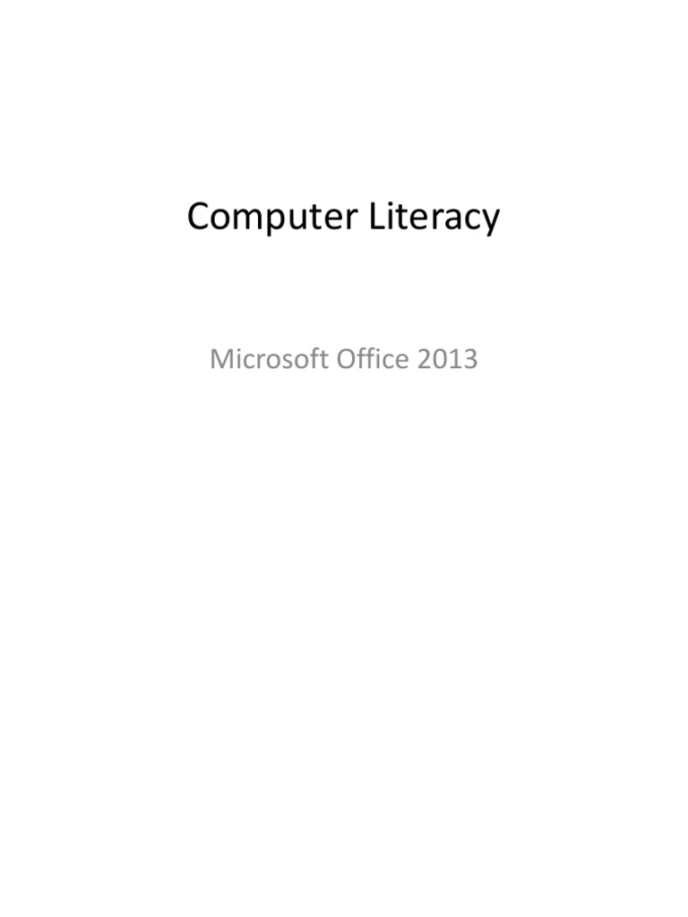 Computer Literacy: Microsoft Office 2013 | PDF | Computers