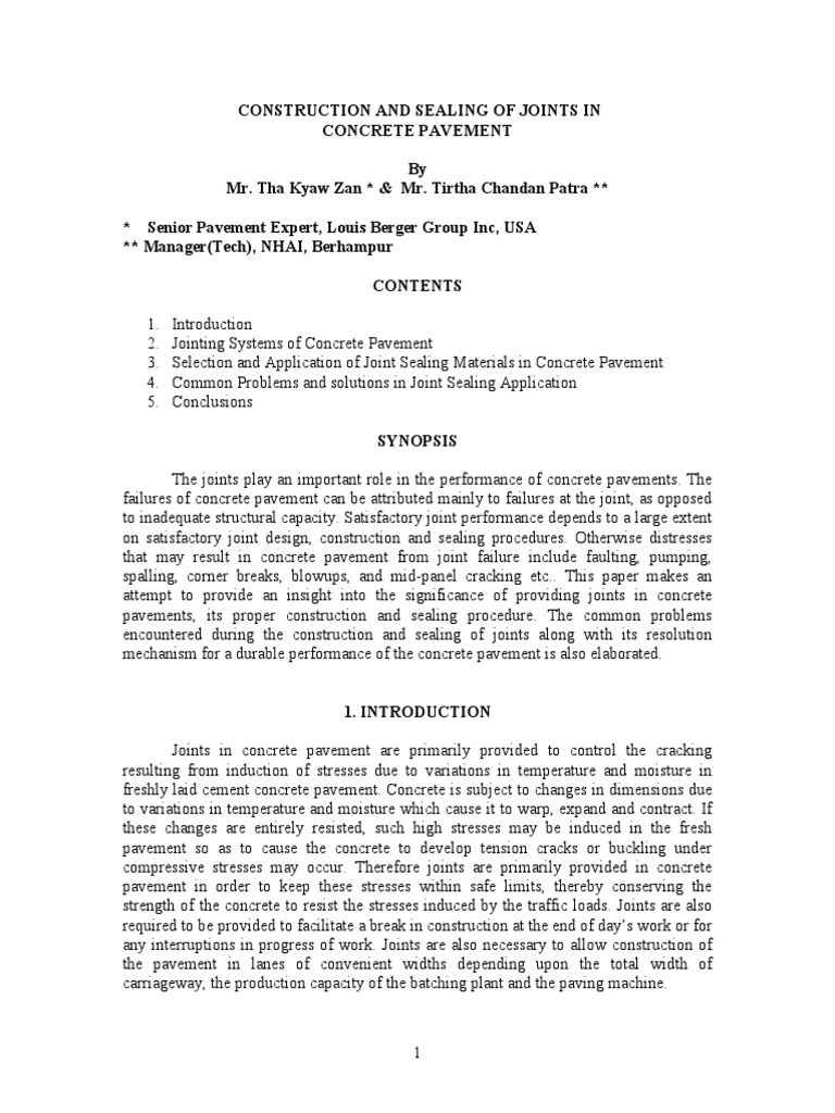 Joints and Sealing in Concrete Pavement | PDF | Road Surface | Road