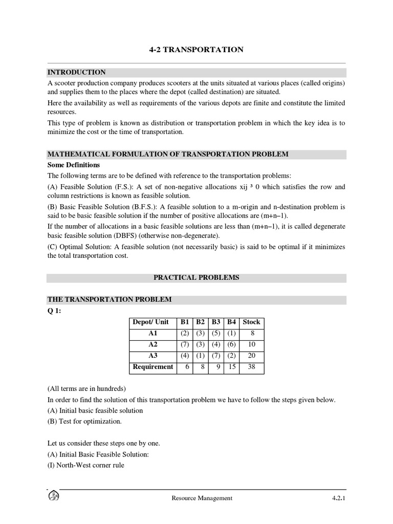 Ff4.2 Transportation | PDF | Mathematical Optimization | Teaching ...