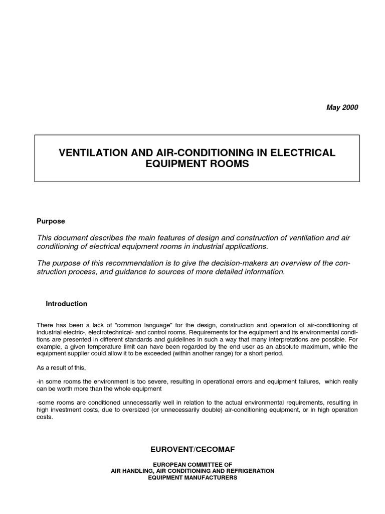 Ventilation Electrical Rooms | PDF | Air Conditioning | Hvac