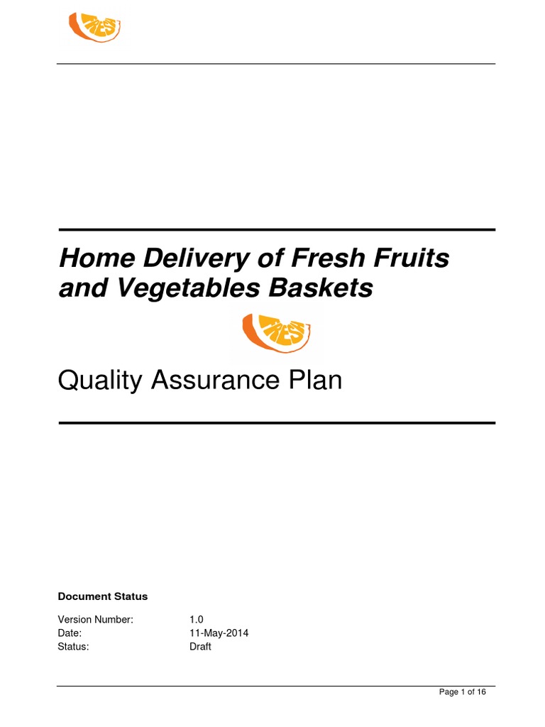 Fresh Fruit Quality Assurance Plan | PDF | Quality Assurance | Audit