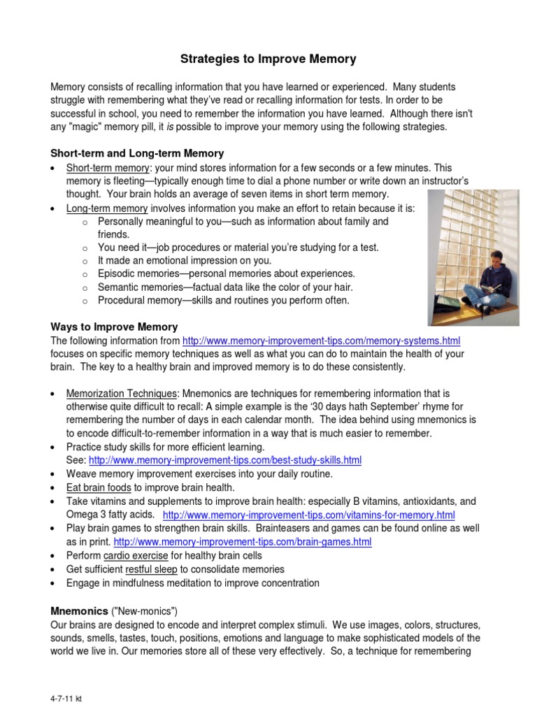 Memory Tips for Students | PDF | Recall (Memory) | Memory