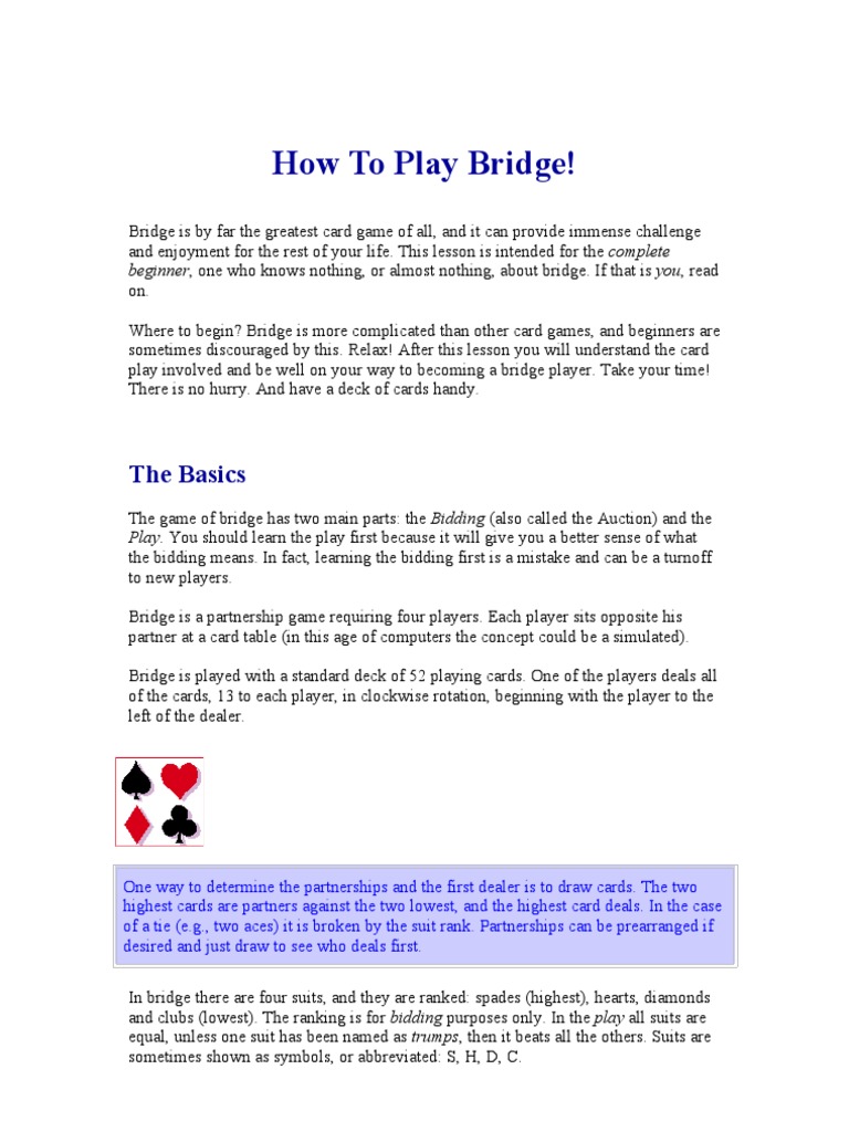 How To Play Bridge | PDF | Contract Bridge | Gaming