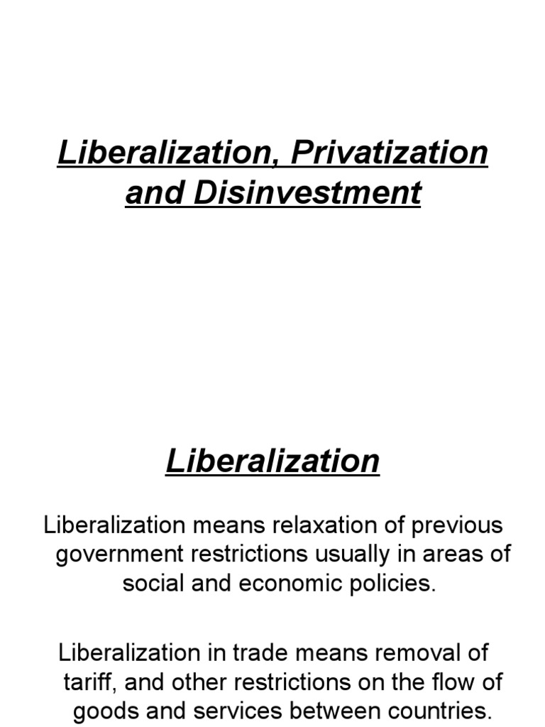 Liberalization, Privatization, and Disinvestment | PDF | Liberalization ...