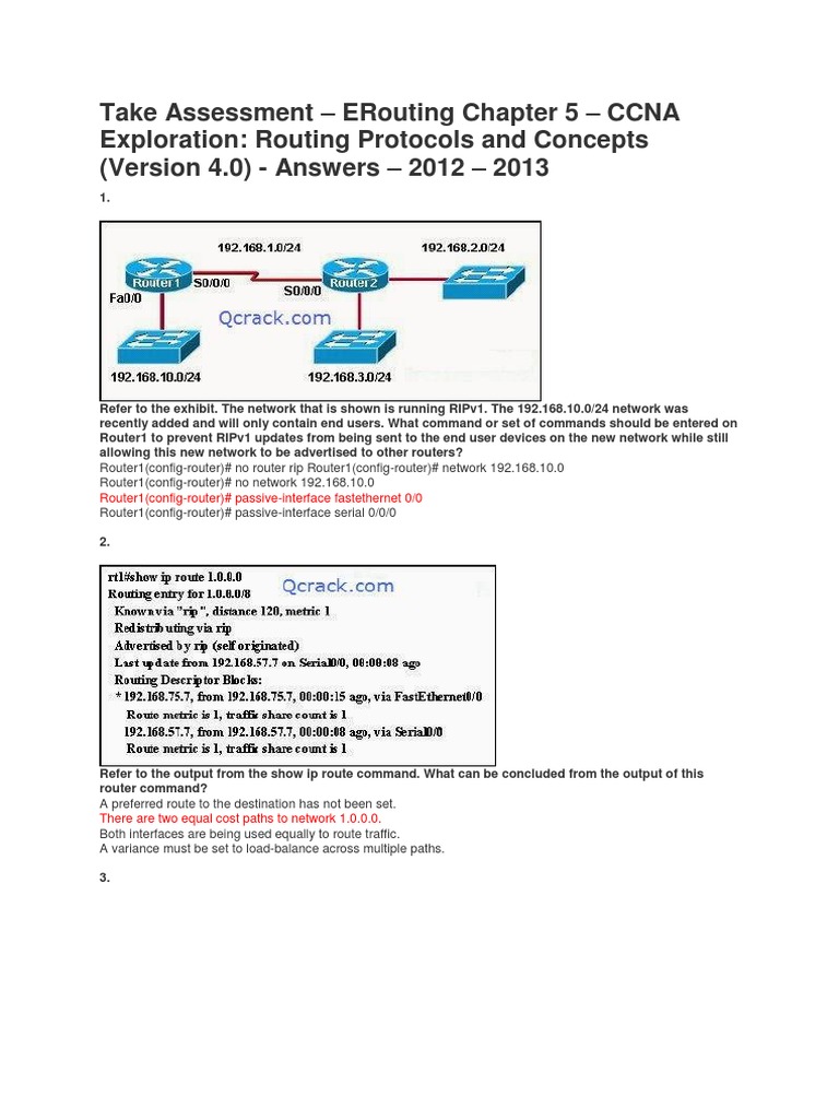 Take Assessment Erouting Chapter 5 Ccna Exploration Routing Protocols And Concepts Version