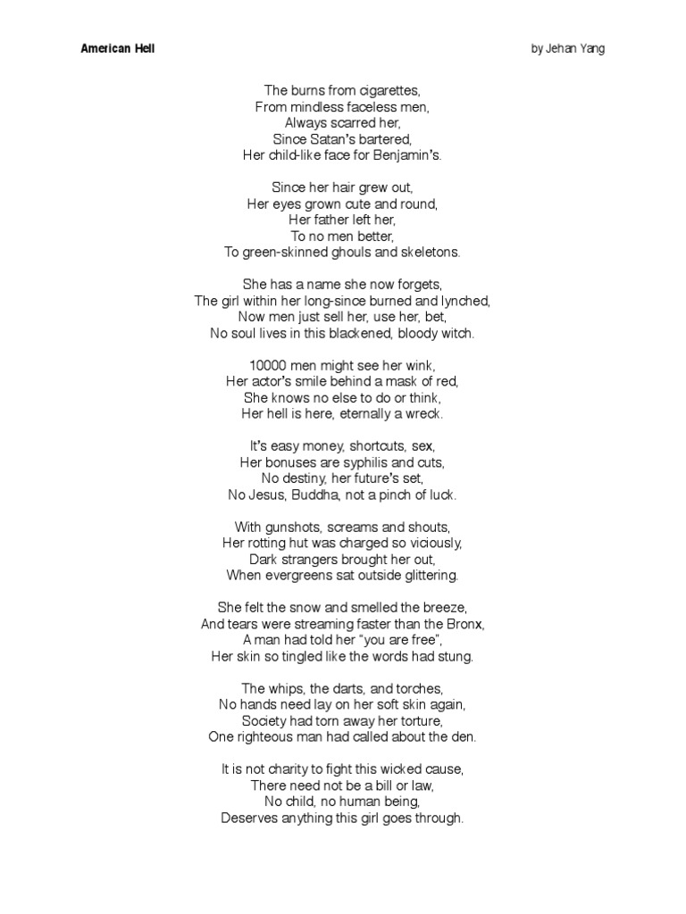 Human Trafficking Poem | PDF