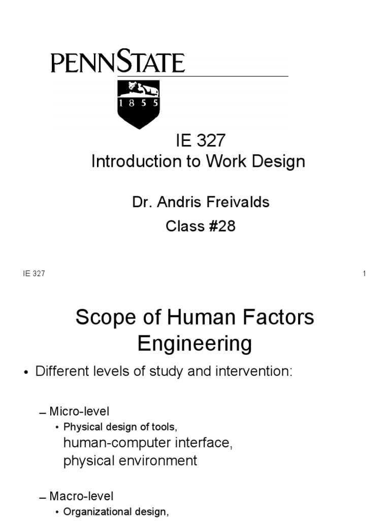 IE 327 Introduction To Work Design | PDF