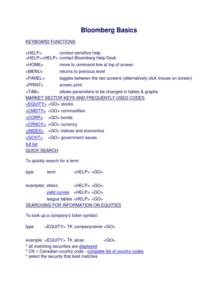 Bloomberg Codes | PDF | Cost Of Capital | Financial Economics