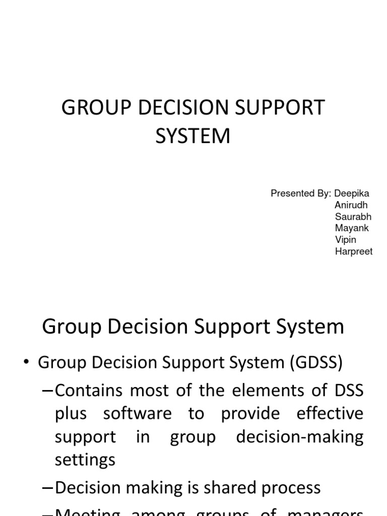 Group Decision Support System | PDF | Decision Support System ...