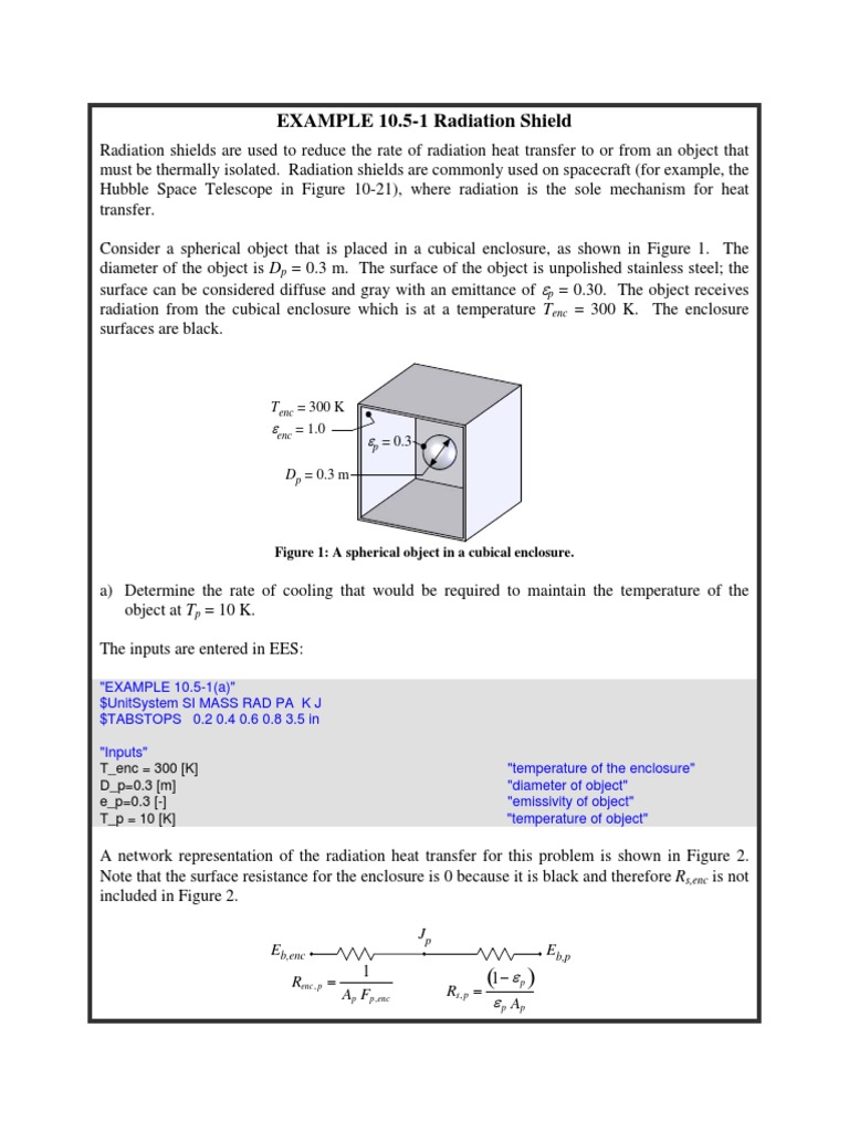 EXAMPLE 10.5-1 Radiation Shield: P P Enc | PDF | Heat Transfer ...