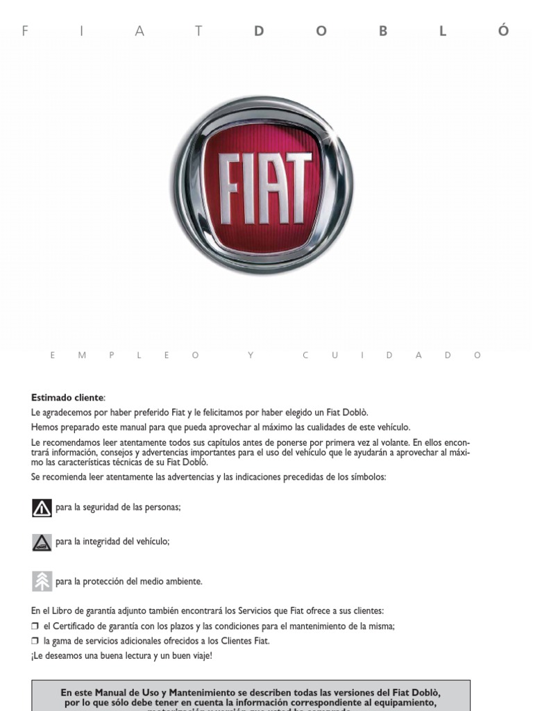 Fiat Doblo PDF Manual | PDF | Gasolina | Airbag