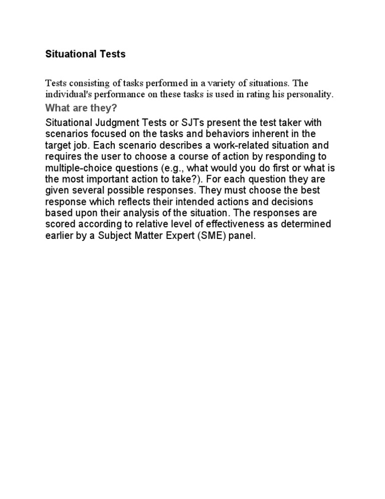 Overview of Situational Tests | PDF | Career & Growth