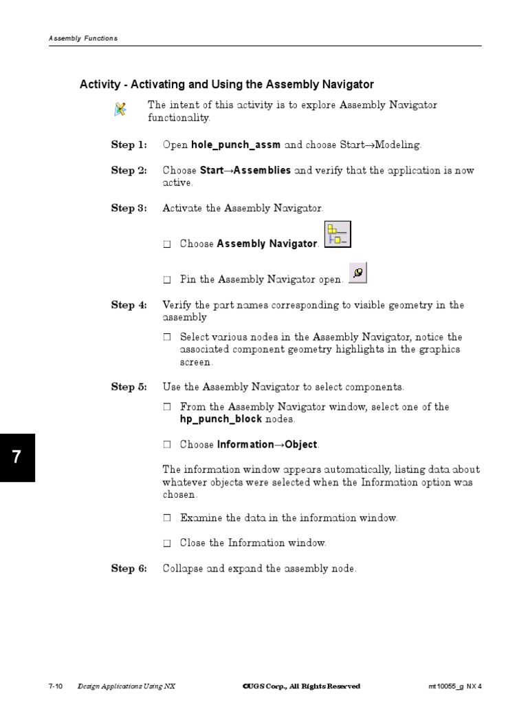 Activity - Activating and Using The Assembly Navigator | PDF | Menu (Computing) | Button (Computing)