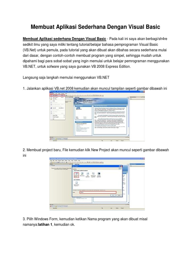 Membuat Aplikasi Sederhana Dengan Visual Basic | PDF