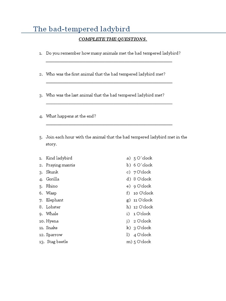 The Bad Tempered Ladybird | PDF