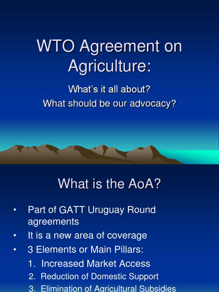 WTO Agreement On Agriculture | PDF
