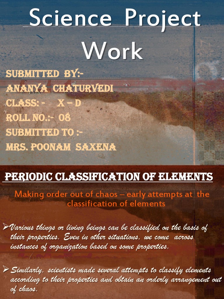 Science Project Work | PDF | Periodic Table | Chemical Elements